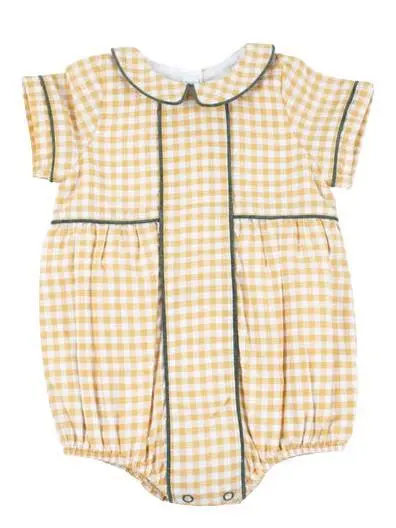 CUCLIE Gingham Bubble Romper - Yellow Multi
