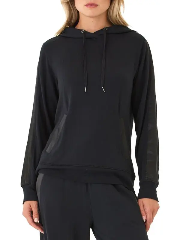 THREADS 4 THOUGHT Fleece Hoodie With Sateen Stripes - Black