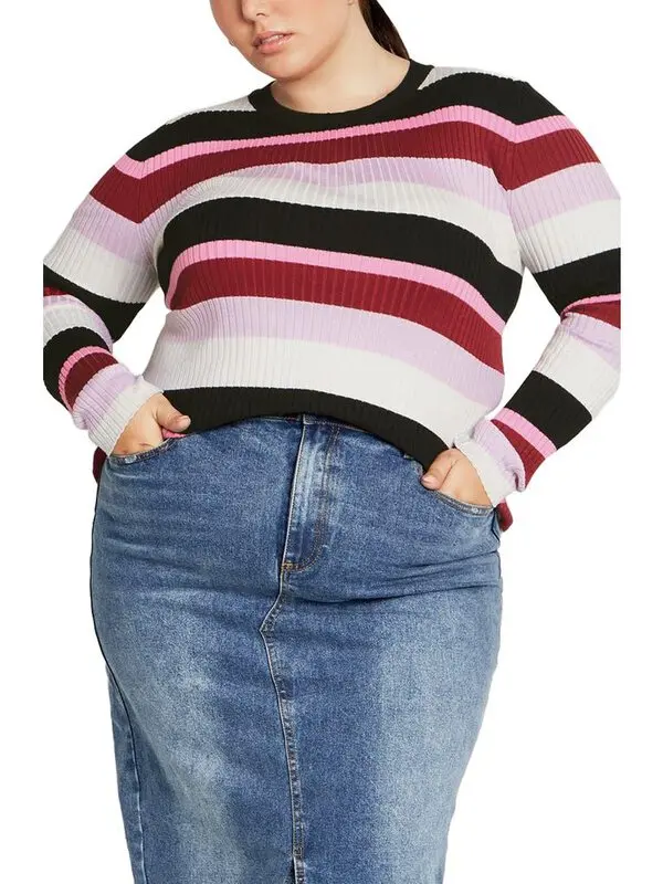 City Chic Raelyn Ribbed Sweater - Stripe