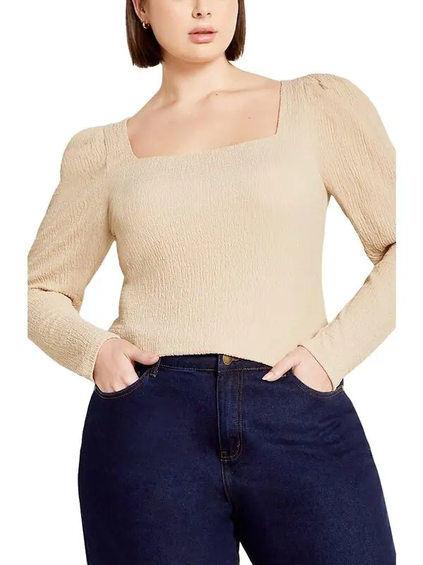 City Chic Jacqueline Texture Top - Cream