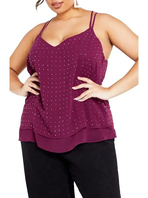 City Chic Rosalia Studded Tank Top - Purple