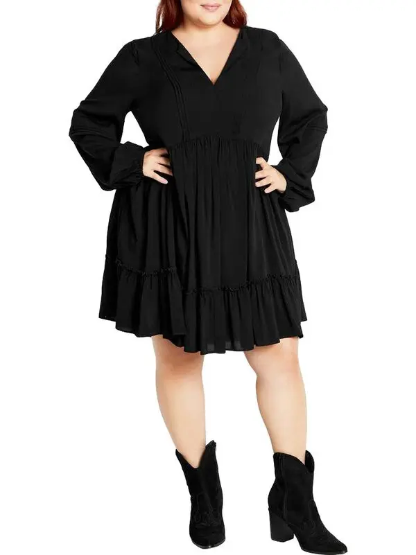 City Chic Tiered Minidress - Black