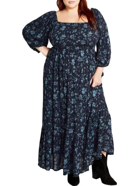 City Chic Mckenzie Long Sleeve Maxi Dress - Floral