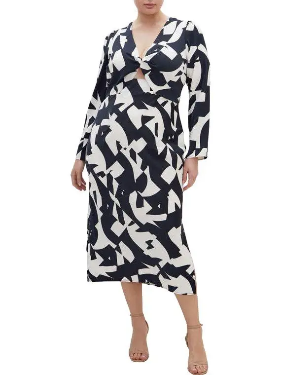 City Chic Lana Twist Cutout Maxi Dress - Geo Scarf