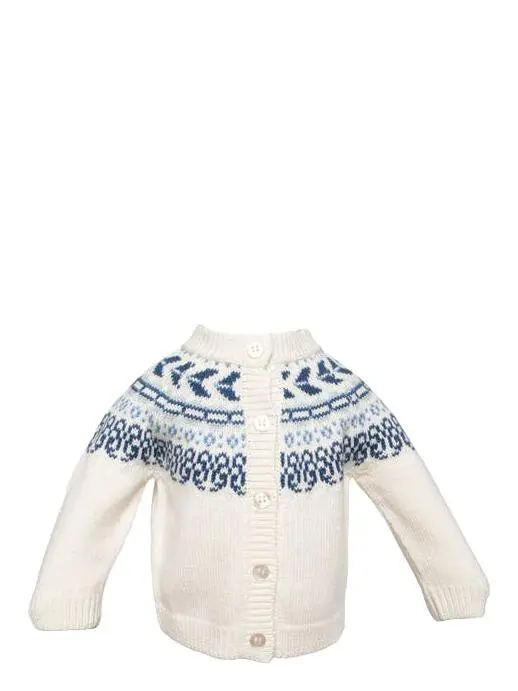 CUCLIE Fair Isle Button Cardigan - Ivory Multi