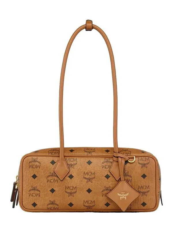 Mcm Visetos Shoulder Bag - Cognac