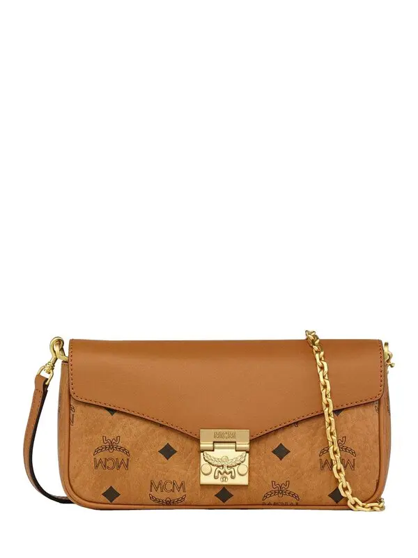 Mcm Tracy Crossbody In Visetos Leather Mix - Cognac