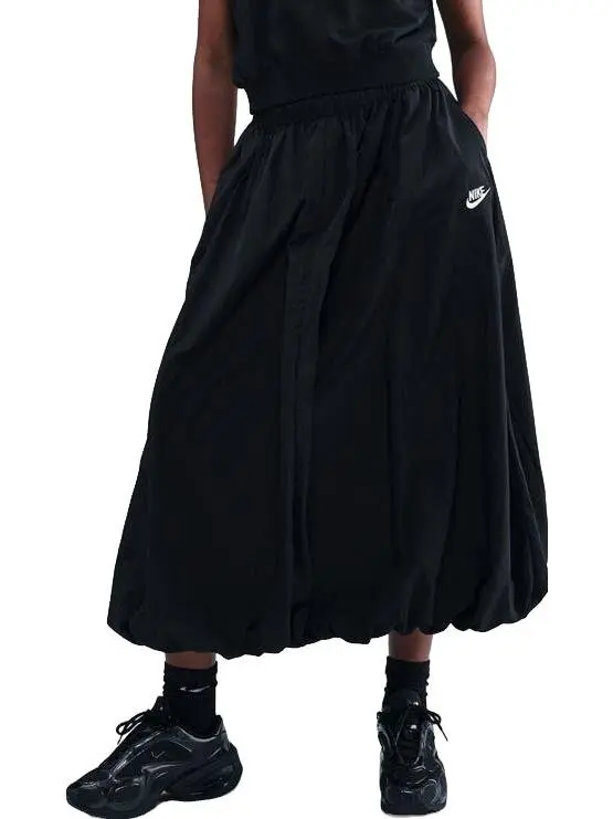 Nike Sportswear Bubble Hem Water Repellent Midi Skirt - 010 Black/sail