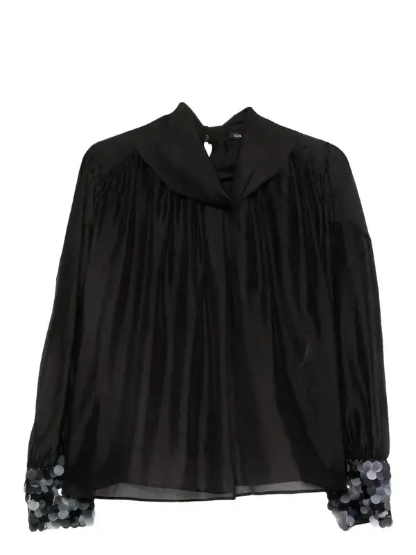 LUISA CERANO Sequin-cuff Top - Black