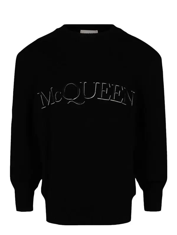 Alexander McQueen Logo Embroidered Sweater - Black White