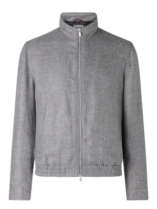 Brunello Cucinelli Wool, Linen And Silk-blend Bomber Jacket - Gray