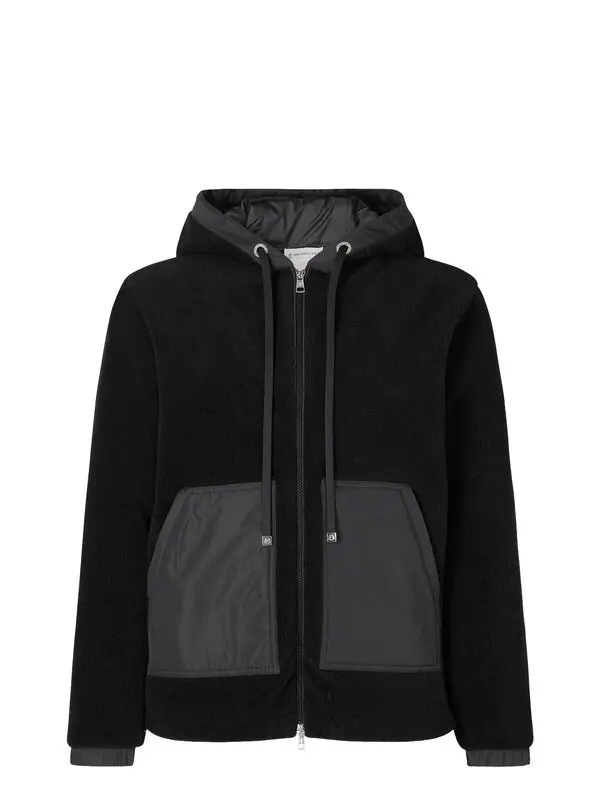Moncler Teddy Fleece Zip-up Hoodie - Black