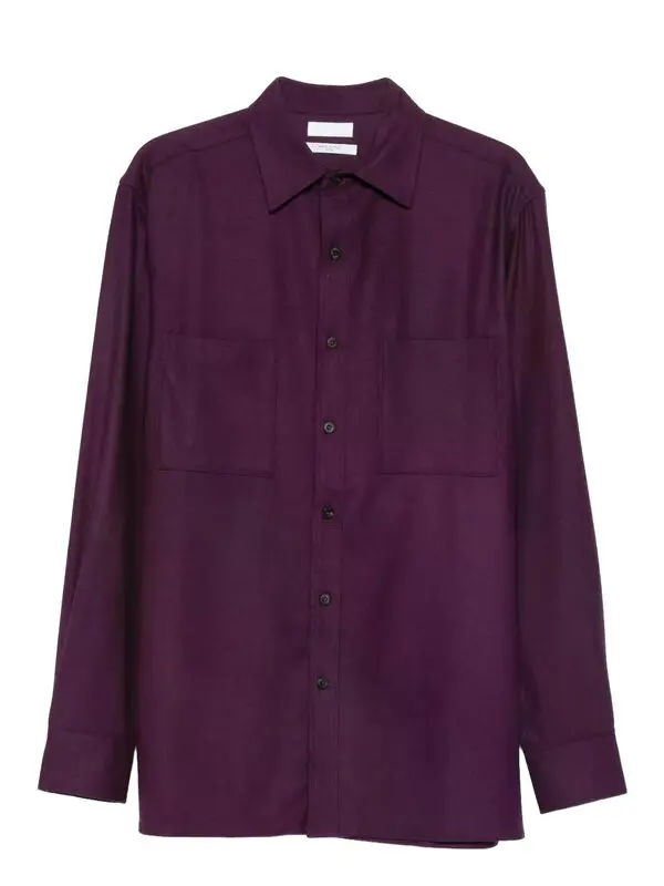 CELLAR DOOR Chest-pocket Button Wool Shirt - Purple