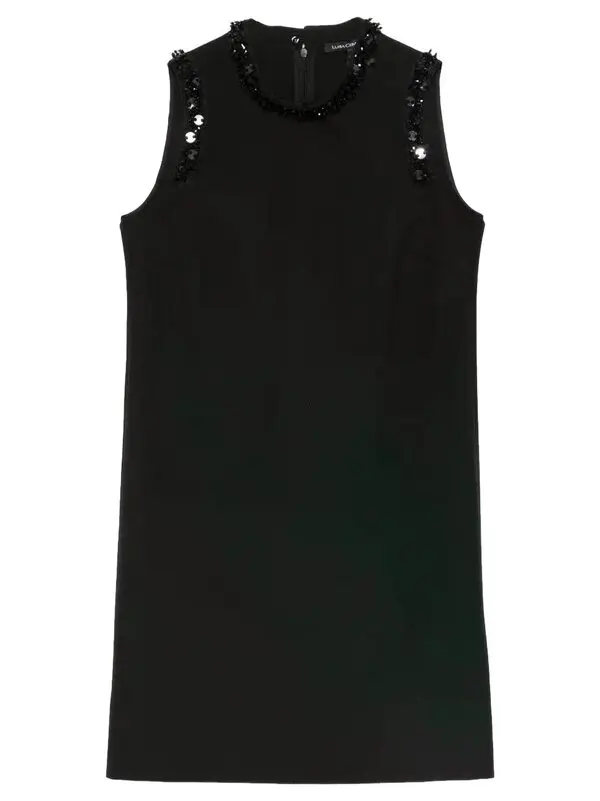 LUISA CERANO Beaded-neck Mini Dress - Black
