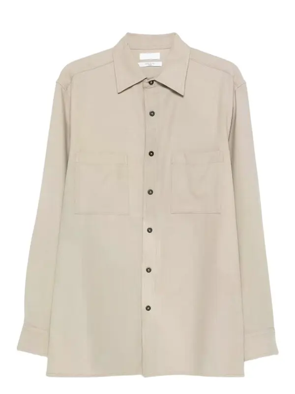 CELLAR DOOR Chest-pocket Button Wool Shirt - Neutrals