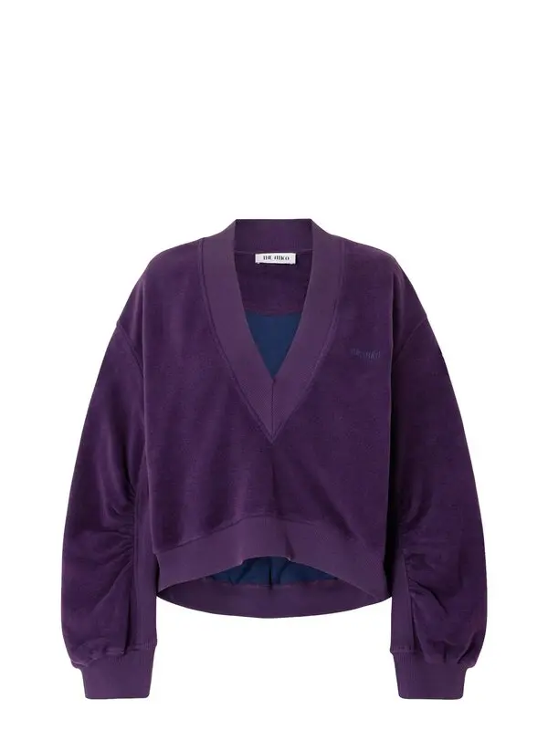 Attico Embroidered Velour Sweatshirt - Purple