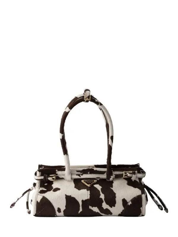 Prada Printed Leather Handbag - White
