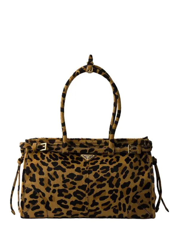 Prada Printed Leather Handbag - Neutral