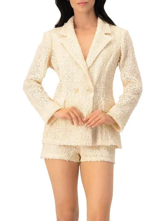 IVONNE Textured Sequin Blazer - Natural