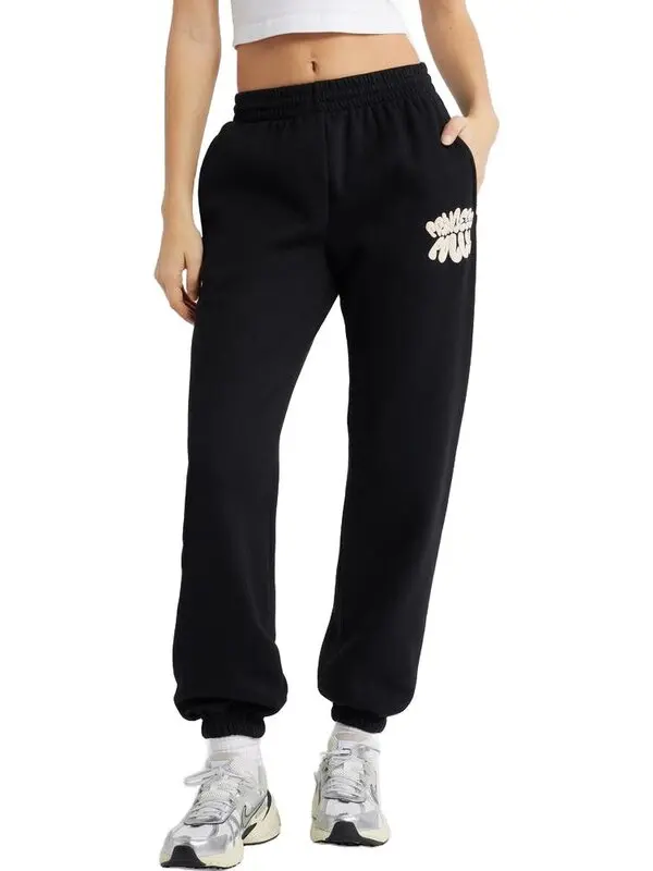 Princess Polly Branded Sweatpants - Black