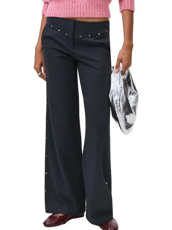 Mango Studded Low Rise Pants - Navy