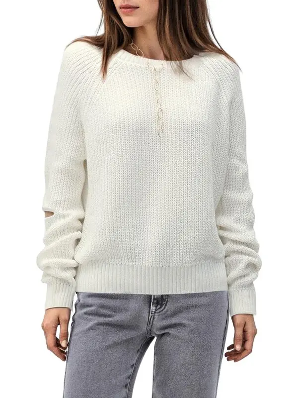 Mango Cutout Cotton Sweater - White