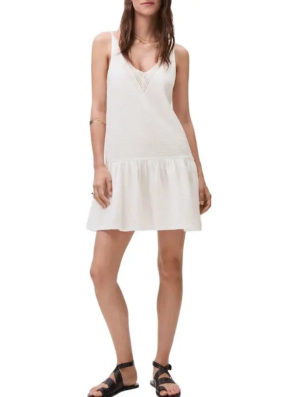 Mango Lace Trim Cotton Minidress - Off White