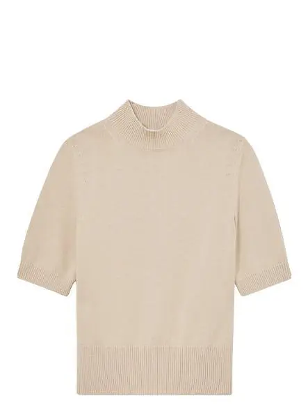 REISS Funnel-neck Cotton And Wool-blend Jumper - Neutral