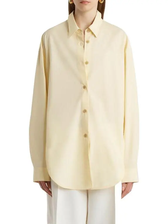 Khaite Organic Cotton Poplin Button-up Shirt - Pale Yellow