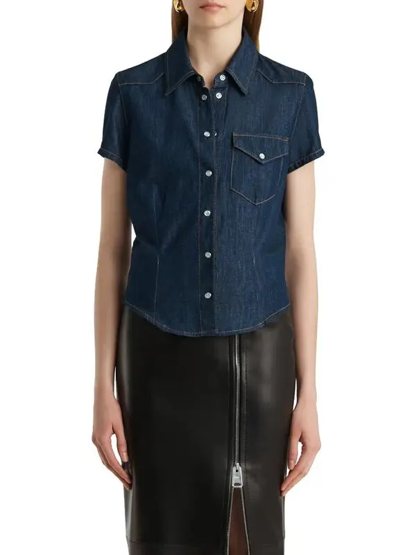 Khaite Cavazos Denim Snap-up Shirt - Benson