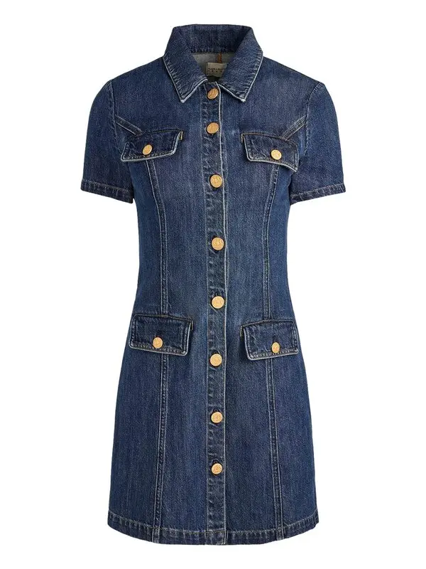 Alice + Olivia Jamie Collared Denim Shirtdress - Cambria Vi
