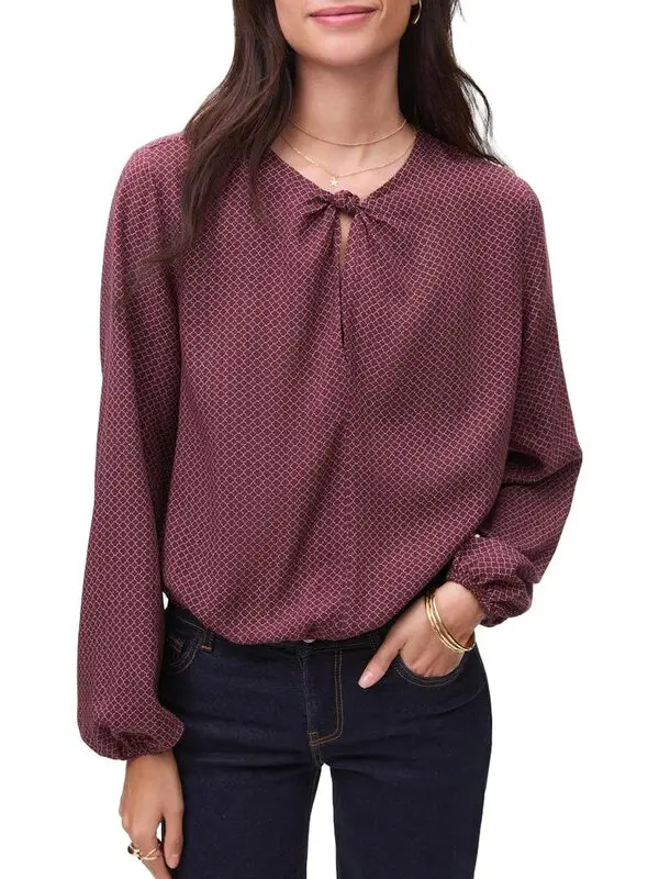Mango Knotted Puff Sleeve Top - Maroon