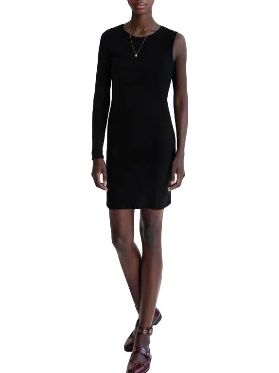 Mango Single Sleeve Ribbed Minidress - Black