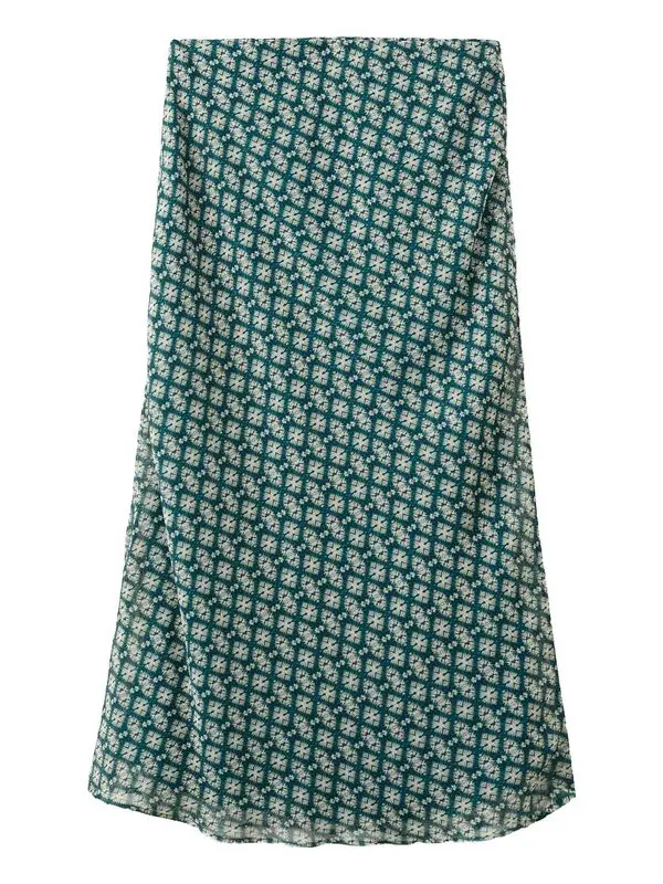 Mango Printed Maxi Skirt - Petrol Blue