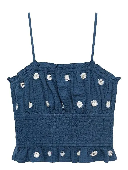 Mango Beaded Embroidered Crop Camisole - Navy