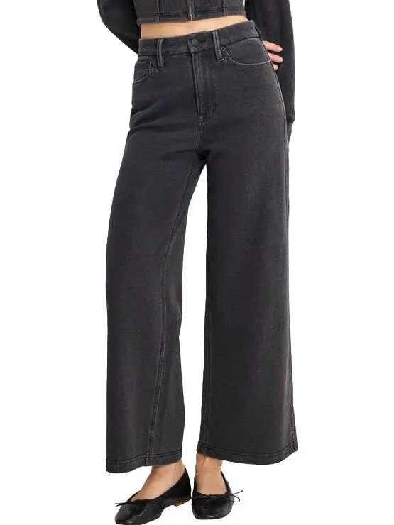 Good American Jeanius Good Skate High Waist Wide Leg Jeans - Black430
