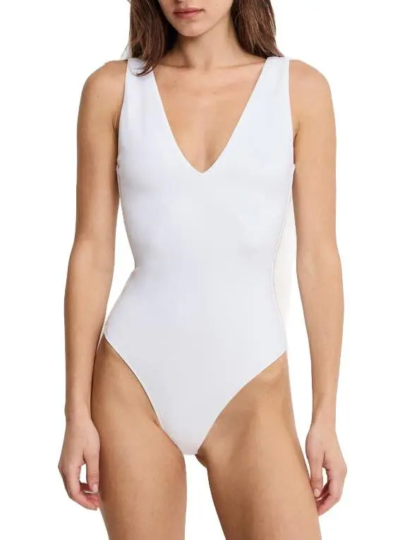 Good American Sculpting Deep V-neck Bodysuit - White001