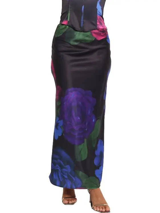 PETAL & PUP Floral Print Satin Maxi Skirt - Pink Multi