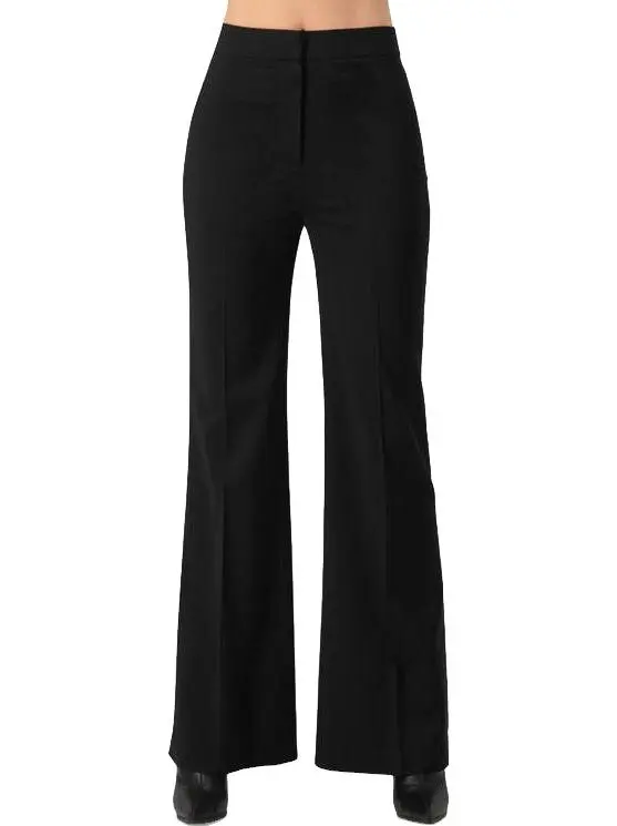 IVONNE Classic Tailored Straight-leg Wool Pants - Black