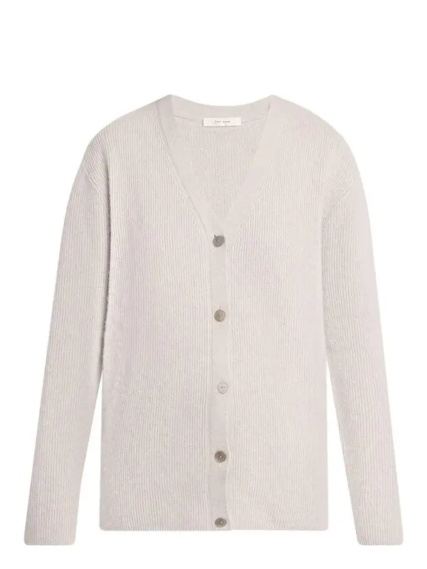 THE ROW Maser Cashmere Rib V-neck Cardigan - Ice
