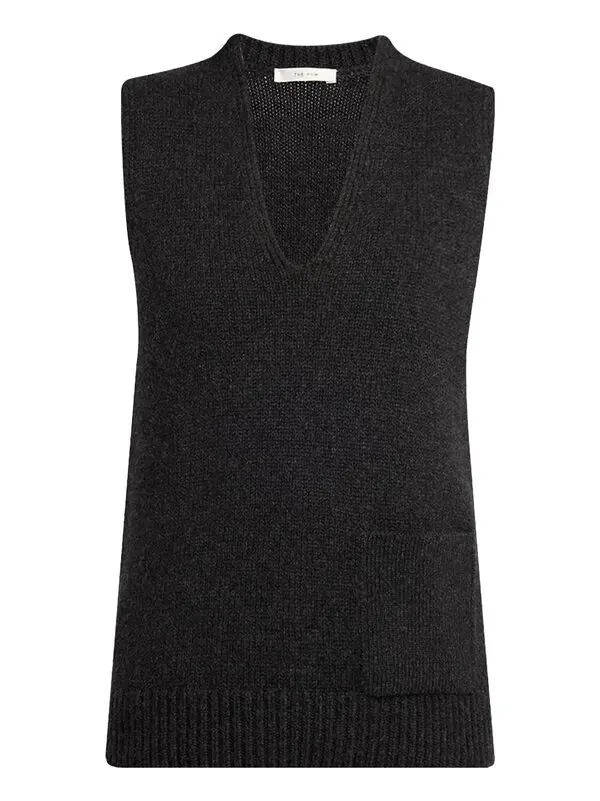 THE ROW Marte V-neck Cashmere Vest - Charcoal Melange