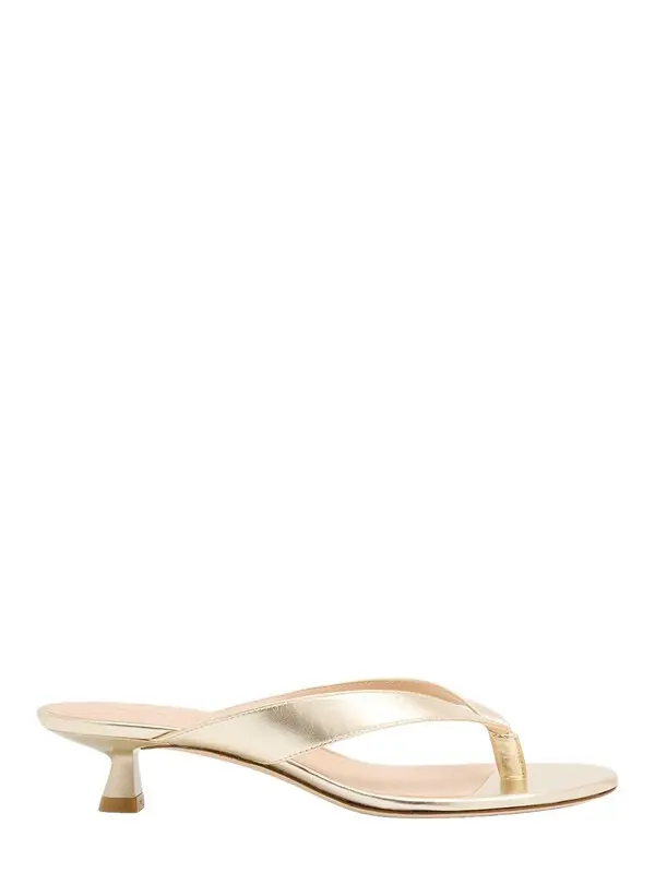 STUART WEITZMAN Rio Metallic Kitten-heel Thong Sandals - Gold