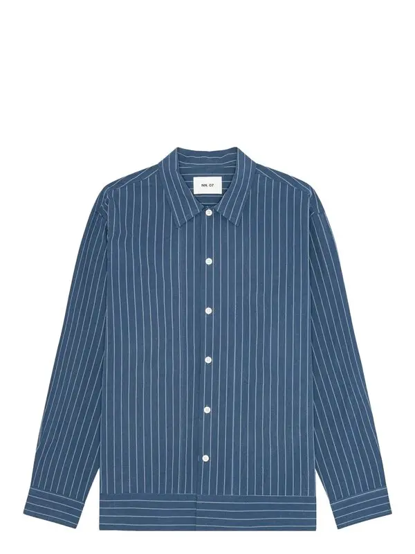 Nn07 Reed Organic Cotton Shirt Jacket - Blue Stripe