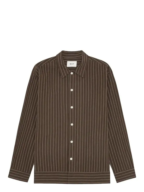 Nn07 Reed Organic Cotton Shirt Jacket - Brown Stripe