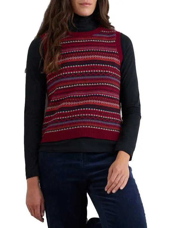 SEASALT CORNWALL Percella Cove Sweater Vest - Star Jasmine Carmine Nutmeg