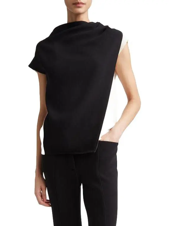Proenza Schouler Elsa Asymmetric Crepe Top - Black Multi