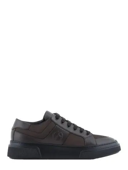 Giorgio Armani Leather And Fabric Sneakers - Natural