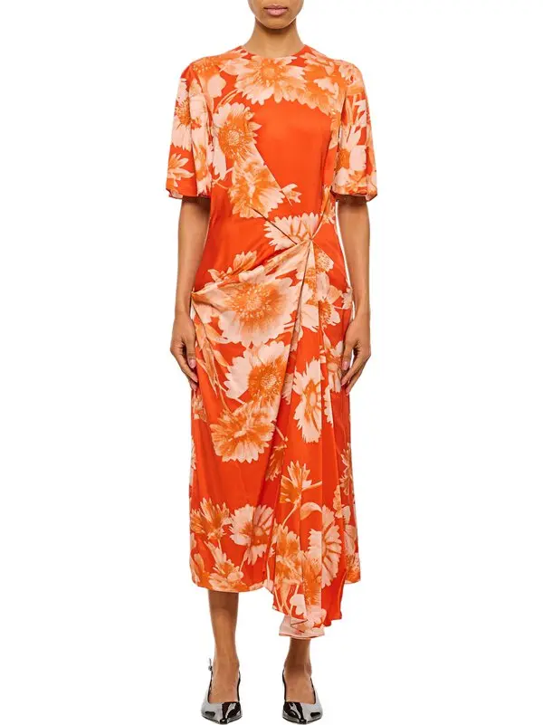 Erdem Draped Midi Dress - Orange