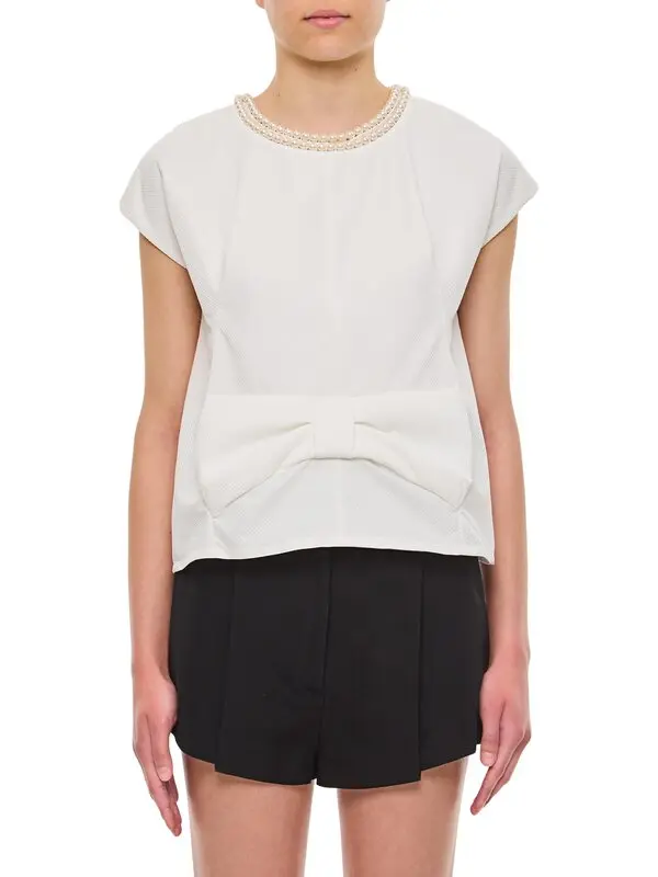 Junya Watanabe Pearl Neckline Blouse - White