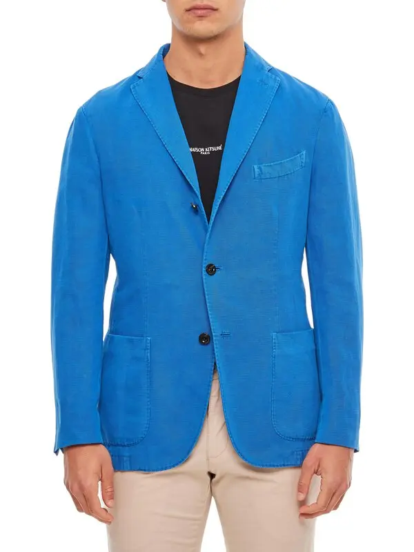 Boglioli Single-breasted Cotton Canvas Jacket - Sky Blue